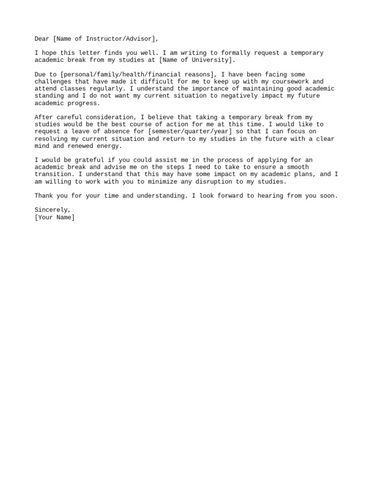 Request for Academic Break Application | PDF