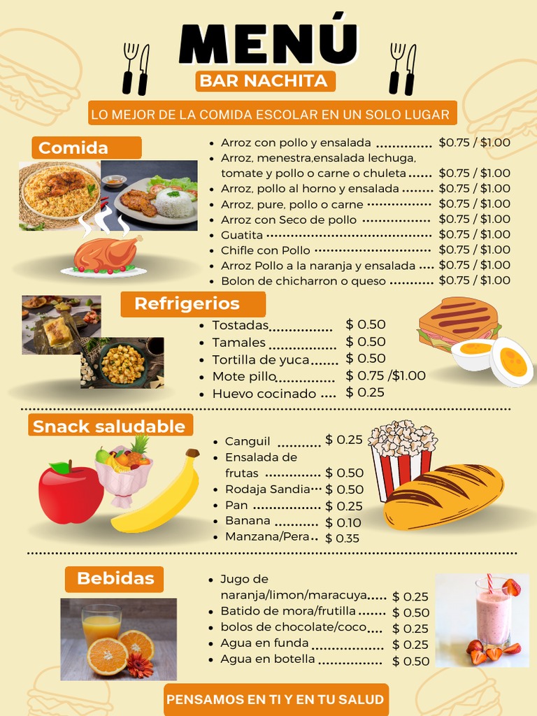 Menu Restaurante Saludable Naranja | PDF