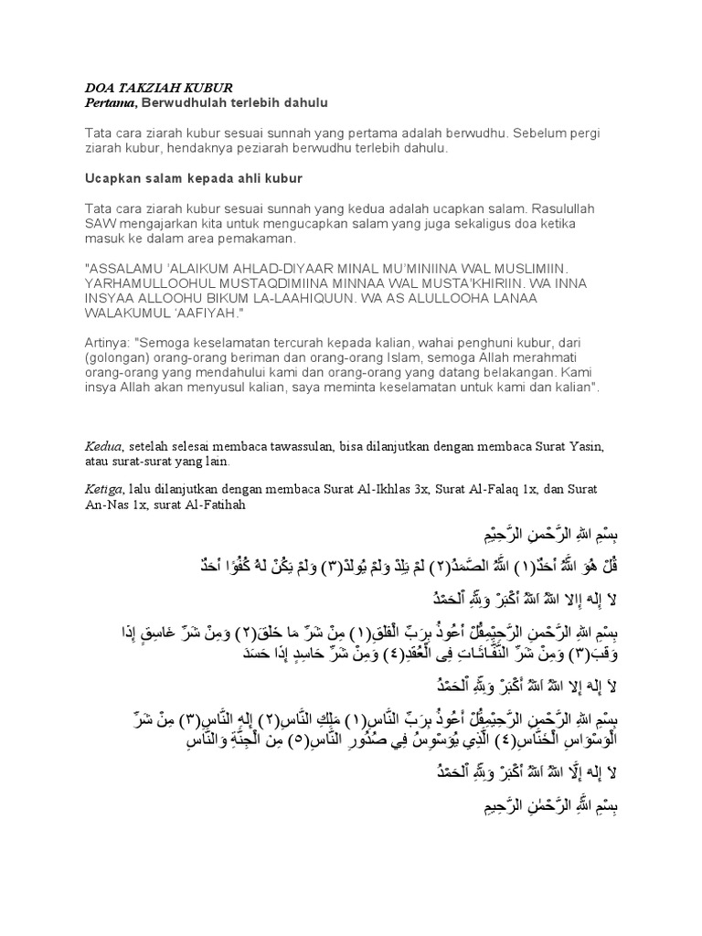 Doa dan Tata Cara Takziah Kubur | PDF