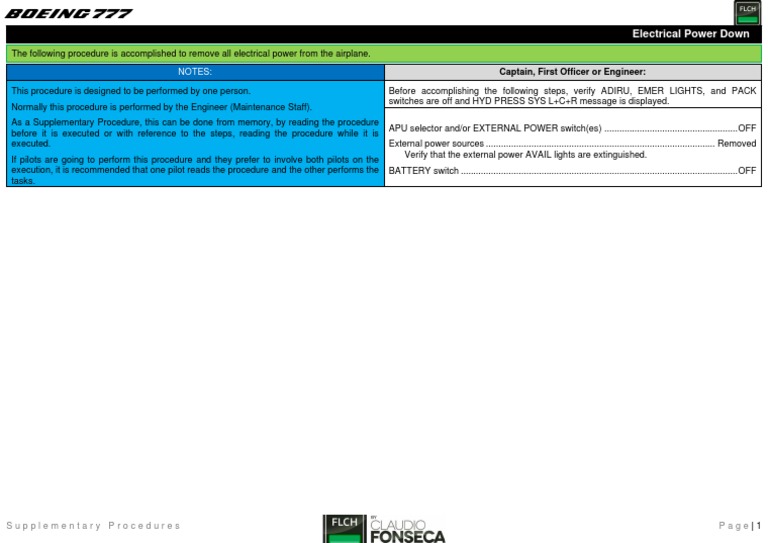777 - SP - Electrical Power Down | PDF