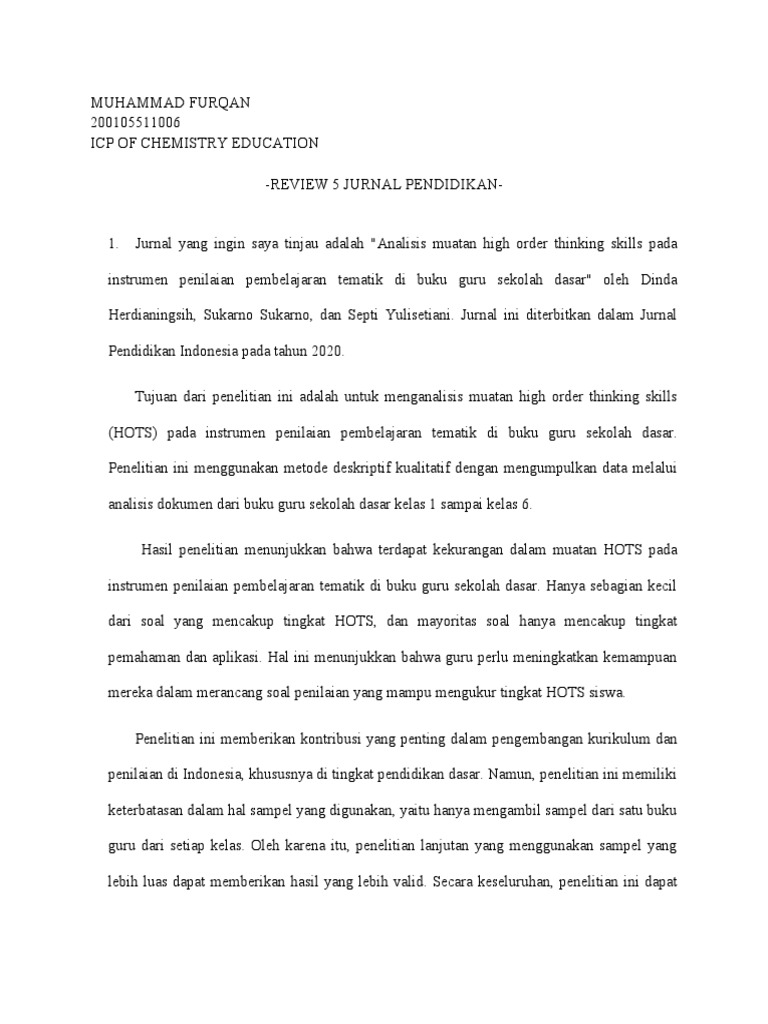 Tinjauan Jurnal Pendidikan | PDF