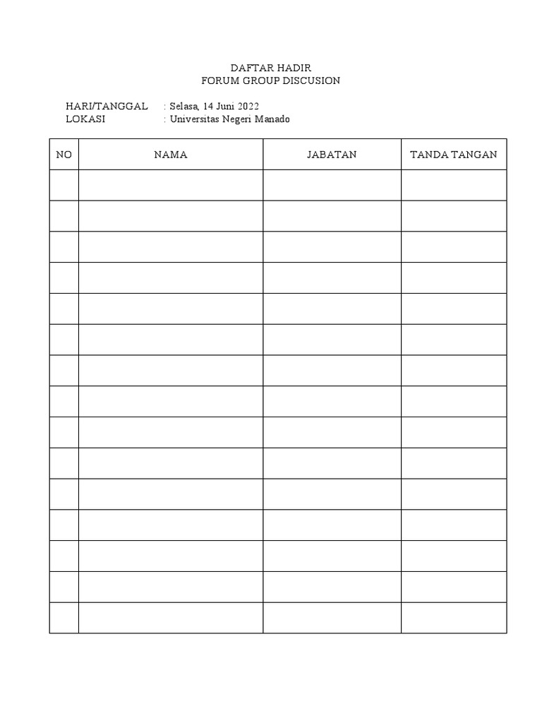 Daftar Hadir FGD | PDF