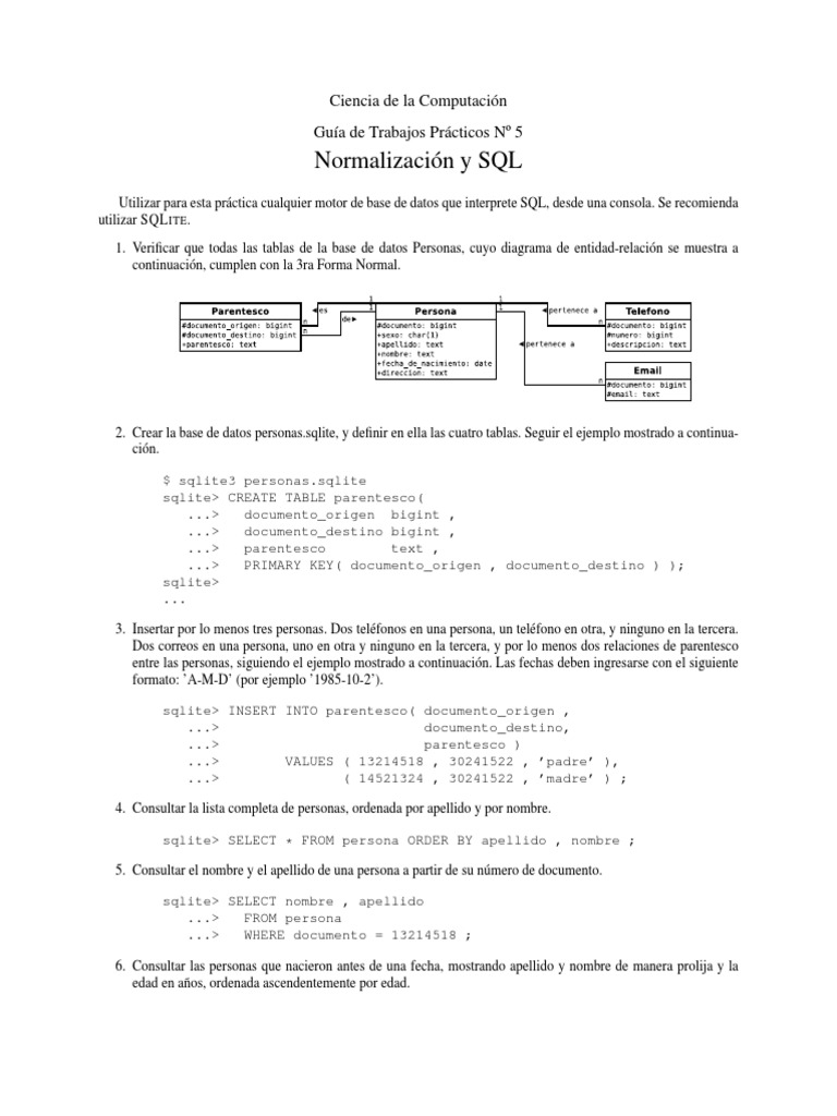 TP5 - Normalizacion y SQL | PDF | SQL | Recuperación de información