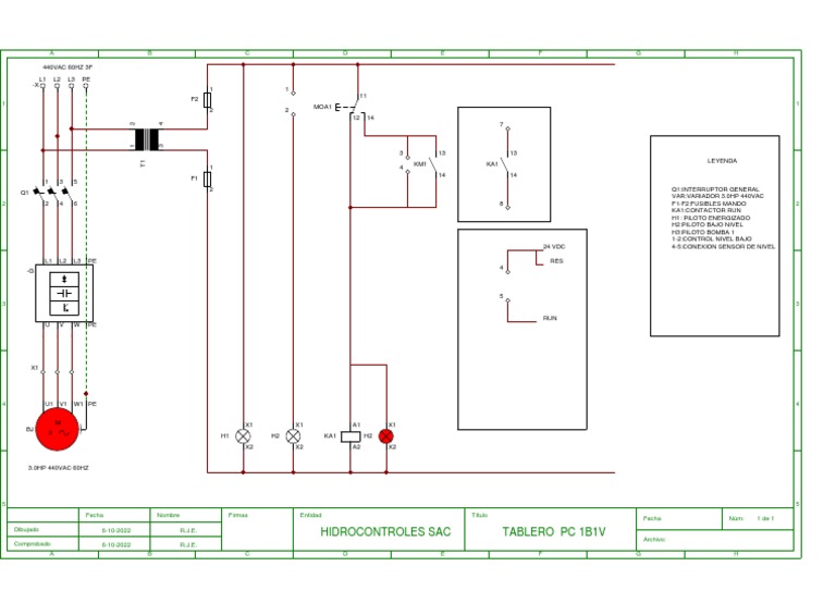 Plano Electrico Presion Constante 1 Bomba 1 Variador 3.0HP 440vac Marca ...