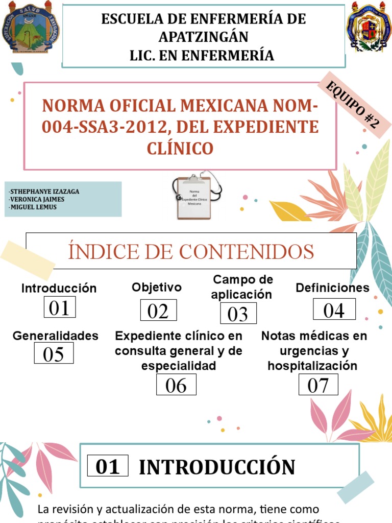NOM OO4 SSA3 2012, Del Expediente Clínico | PDF | Cuidado de la salud ...