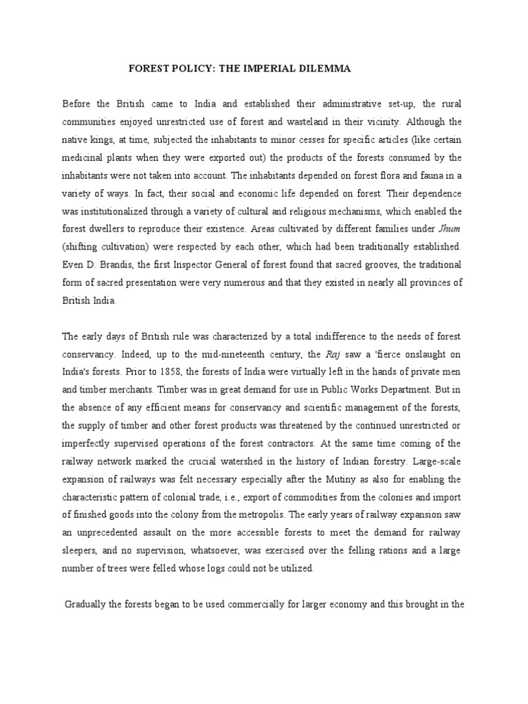British Forest Policy in India: 1894 Overview | PDF | British Raj | Forests
