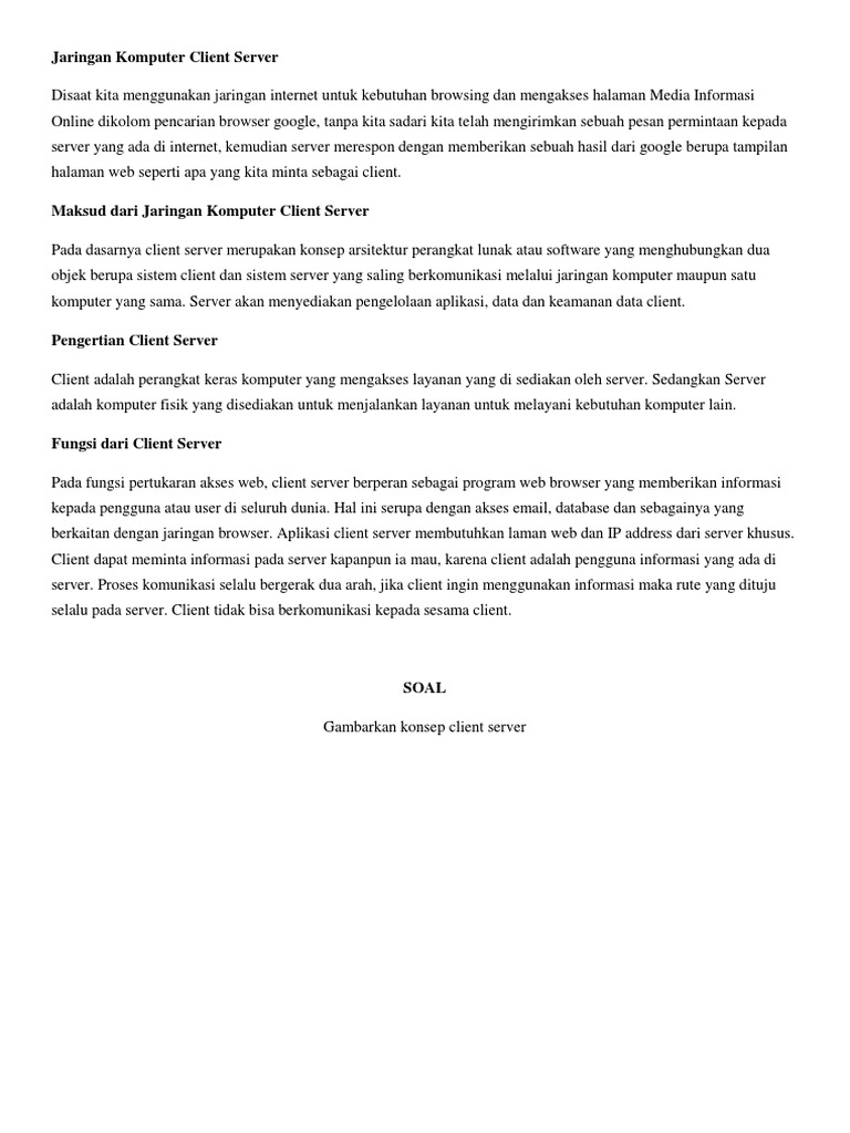 Jaringan Komputer Client Server | PDF | Teknologi & Rekayasa