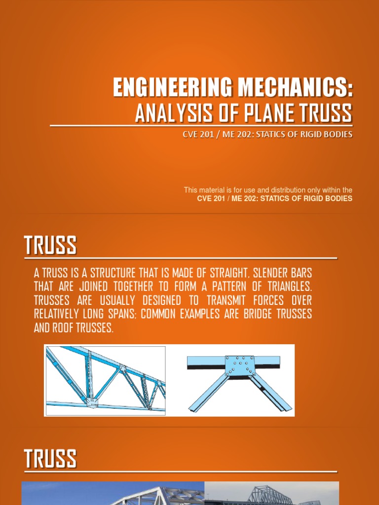 ME 202. Statics of Rigid Bodies. 07. Analysis of Truss | PDF | Truss ...