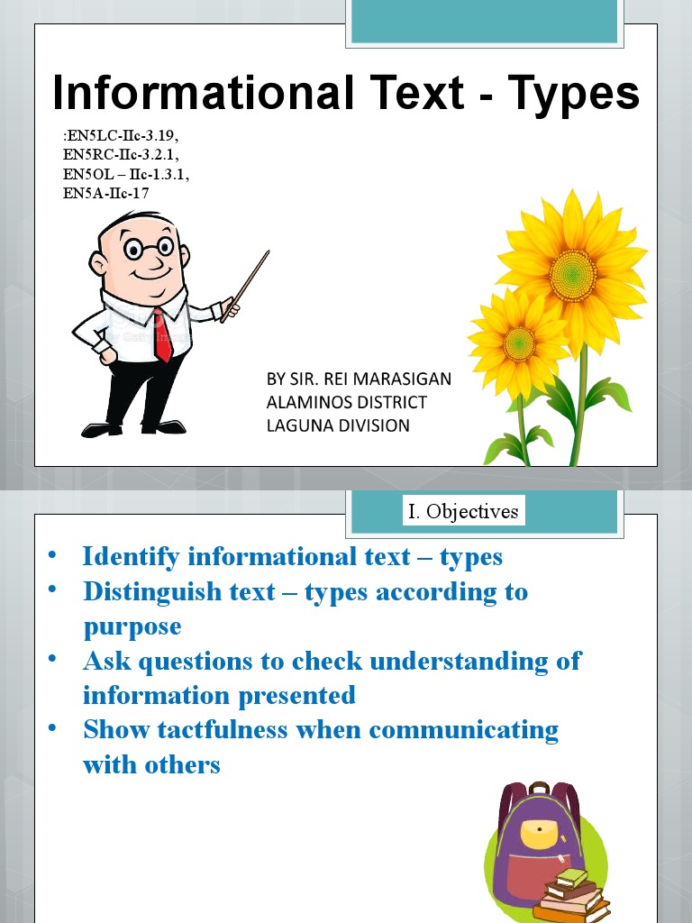 Types of Informational Texts for Grade 5 | PDF | Human Communication ...