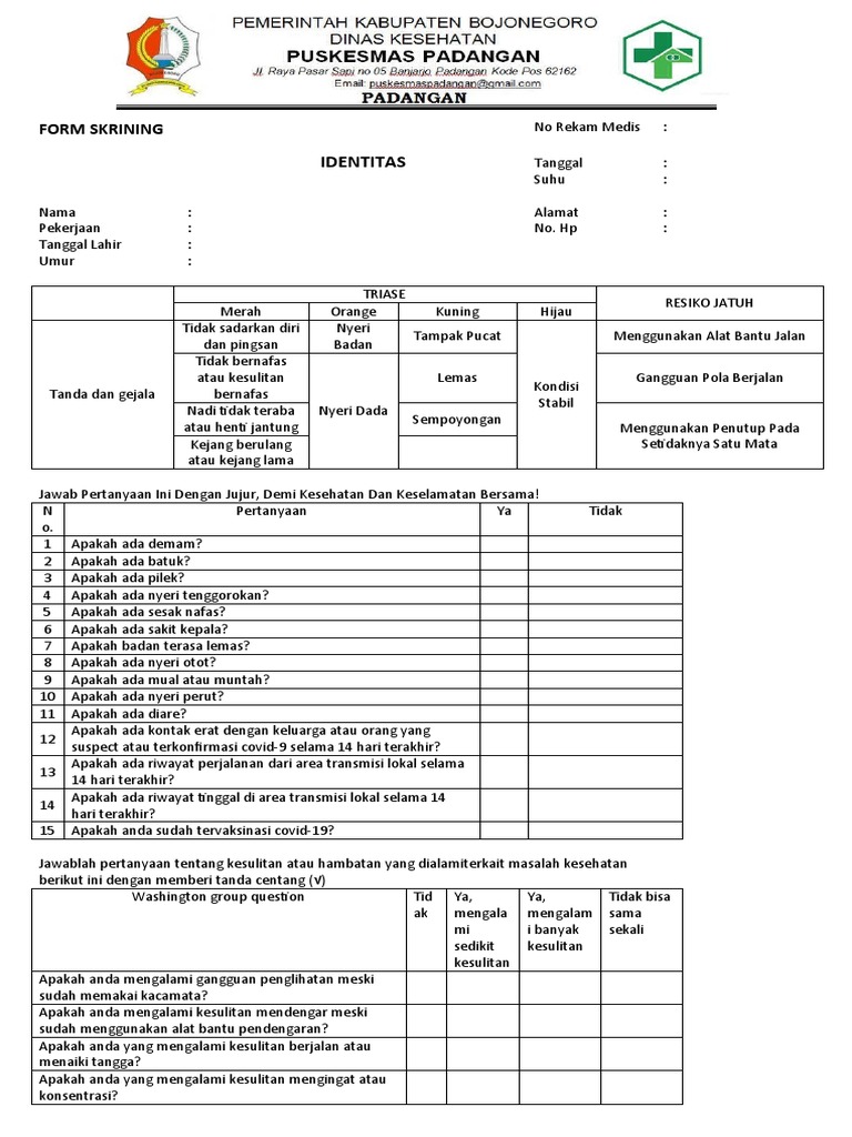 Form Skrining Pendaftaran | PDF