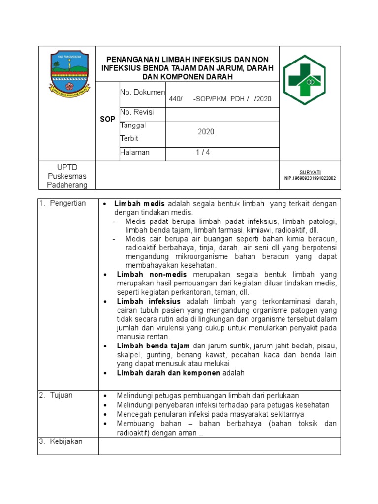 SOP Limbah Medis dan Non-Medis | PDF