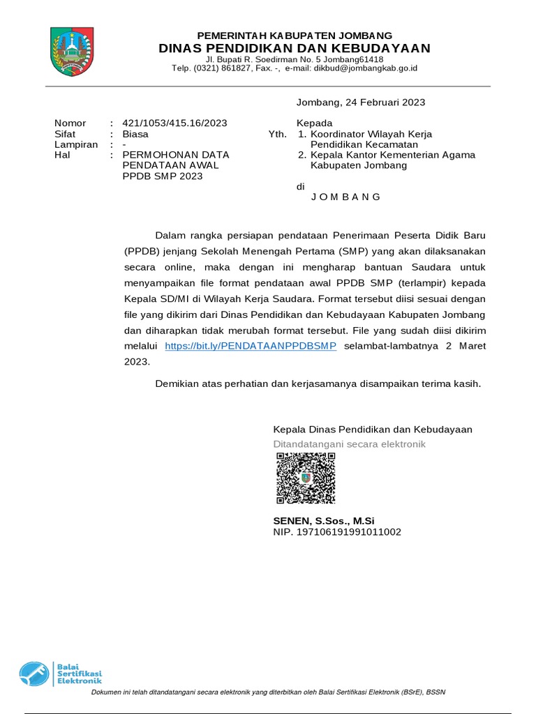 Permohonan Data Awal PPDB | PDF