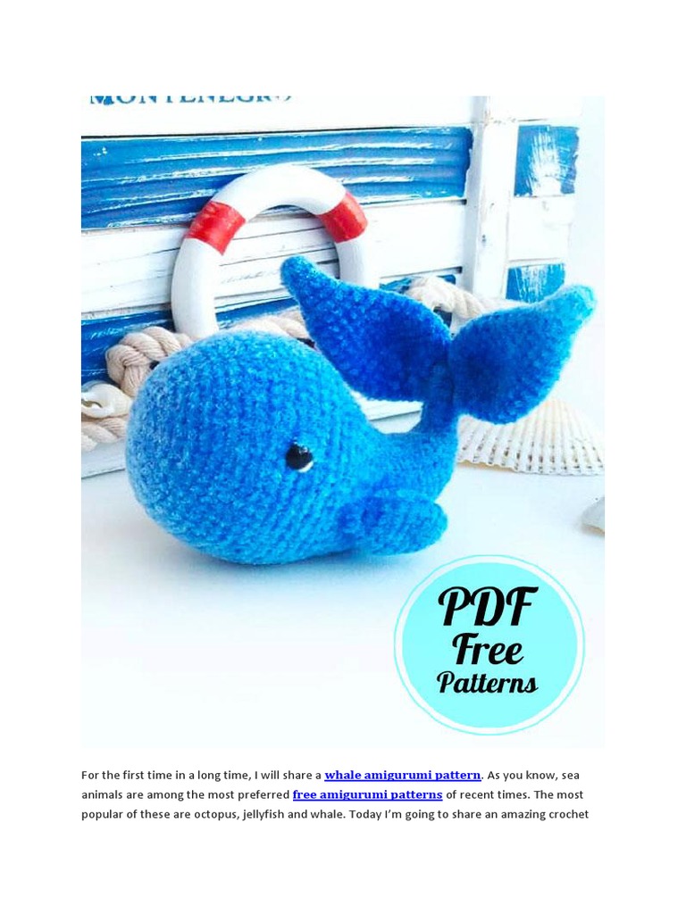 Free Blue Whale Amigurumi Pattern | PDF | Crochet | Decorative Arts