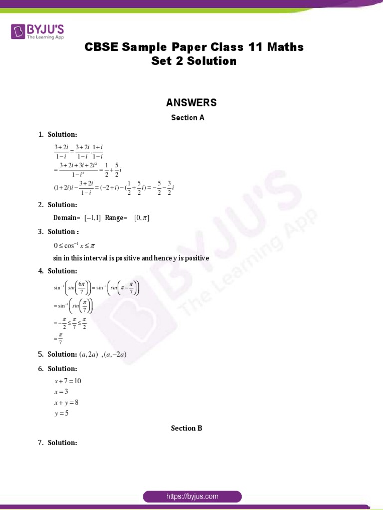 11 Maths Set 2 Solution | PDF | Mathematics | Mathematical Analysis