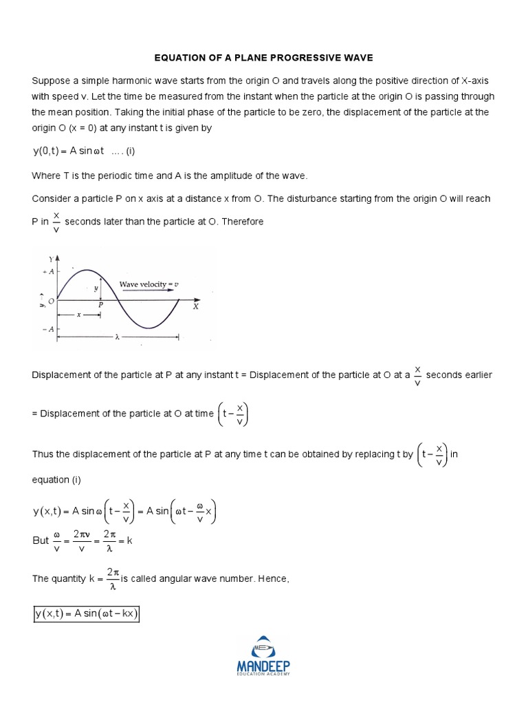 Equation of Plane Progressive Wave | PDF