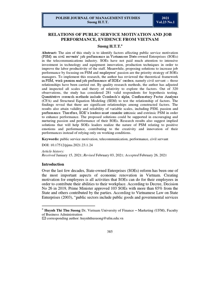 PJMS 23 1 24 | PDF | Survey Methodology | Structural Equation Modeling