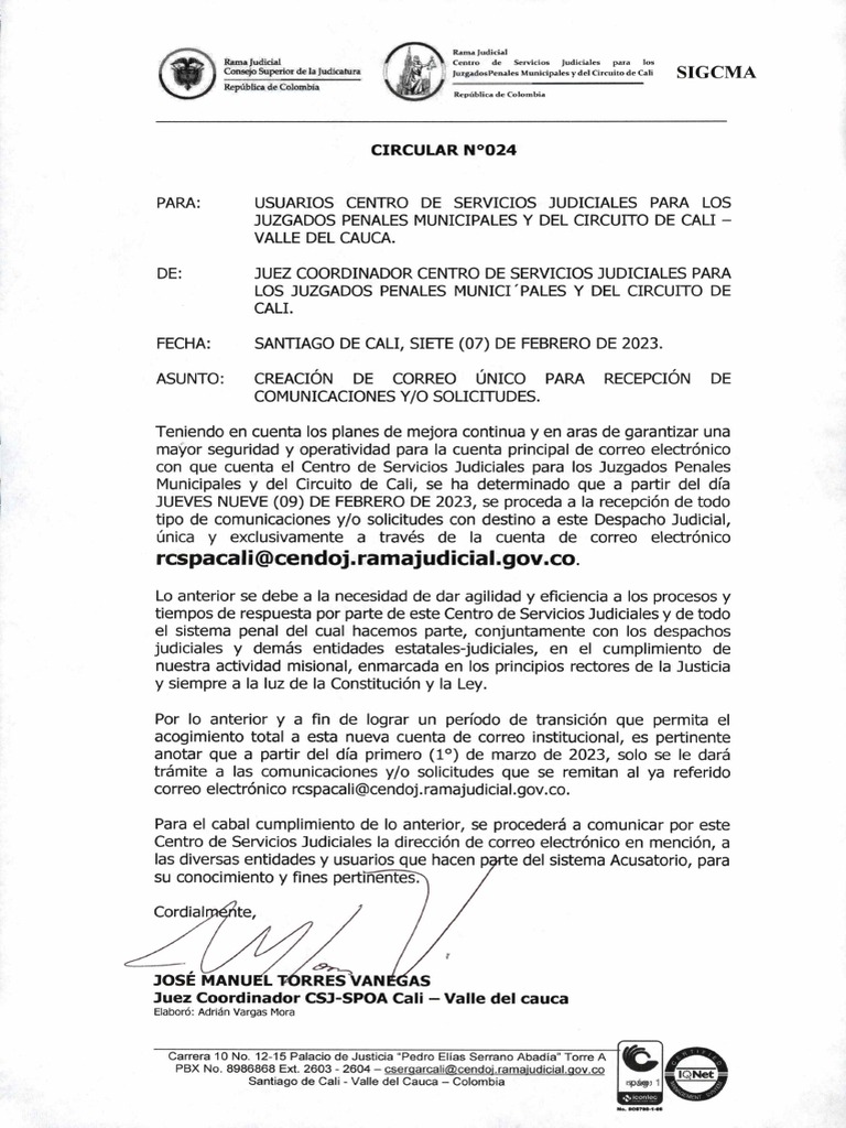 Circular 024 Correo Centro de Servicios Spoa | PDF