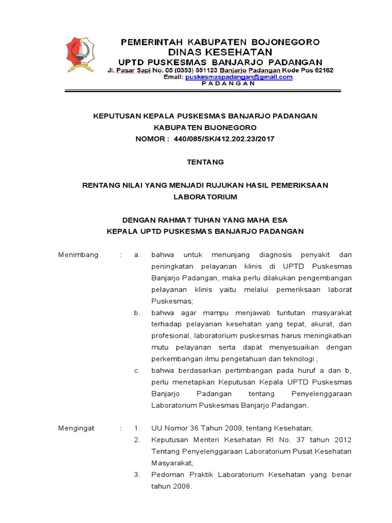 85 SK Rentang Nilai Yang Menjadi Rujukan Hasil Pemeriksaan Laboratorium ... 85 SK Rentang Nilai Yang Menjadi Rujukan Hasil Pemeriksaan Laboratorium ...