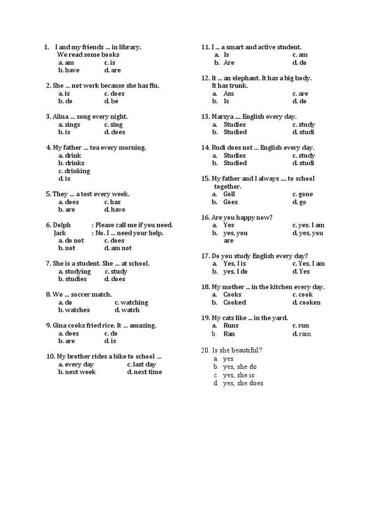 Latihan Simple Present Tense Pdf