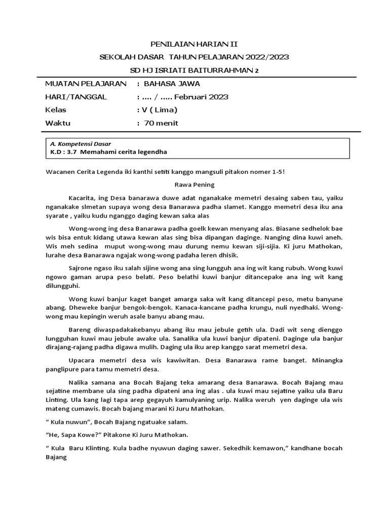 PH2 Tema 6 Basa Jawa | PDF