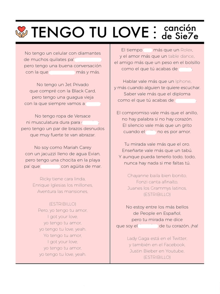 Canción TENGO TU LOVE | PDF