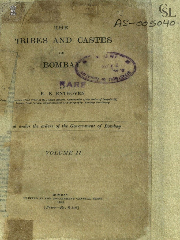 RELIG-IE-Indo-Antrop-TRIBES & CASTES OF BOMBAY-2-ENTHOVEN - Livro | PDF ...