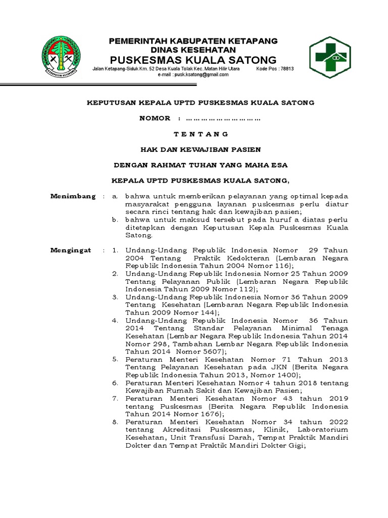 11 SK 014 Akreditasi Hak Dan Kewajiban Pasien - Revisi | PDF