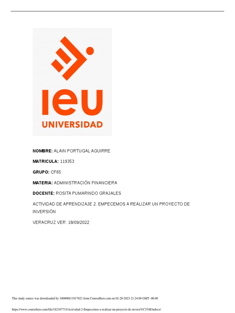 Actividad 2. Empecemos A Realizar Un Proyecto de Inversi N | PDF | Perfume | Mercado (economía)