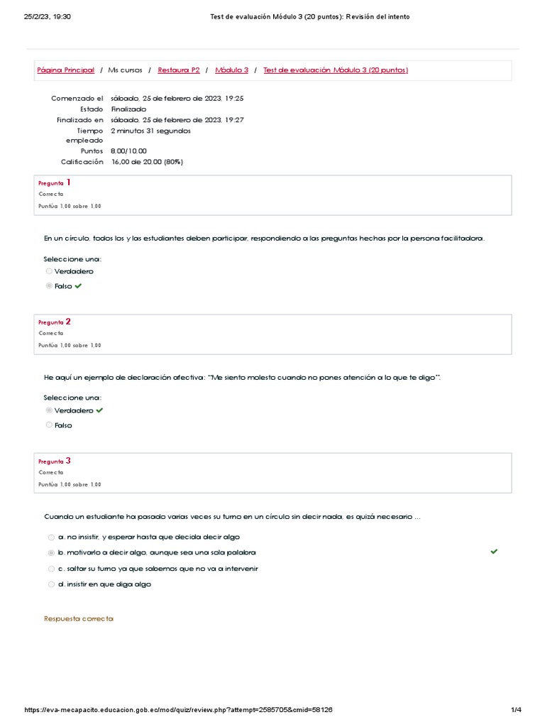 Evaluación Docente Módulo 3: Test y Resultados | PDF | Crecimiento ...