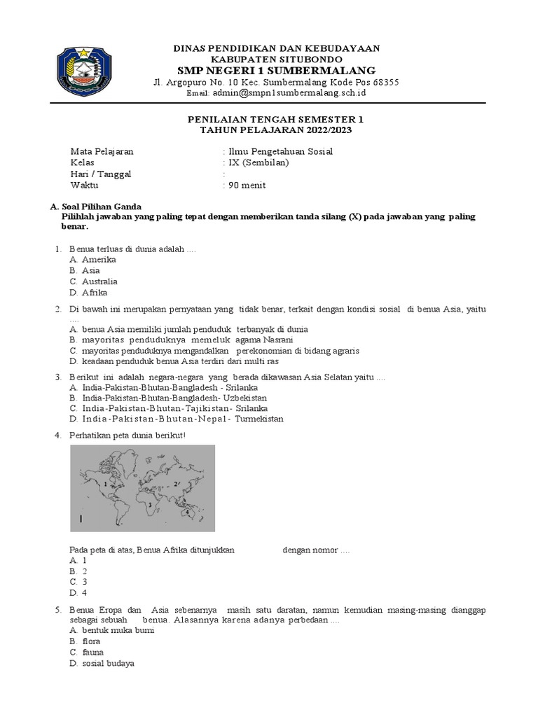 Soal Pts Ips Kelas Ix - Ganjil - Ta. 2022-2023 - P. Havid - Revisi | PDF