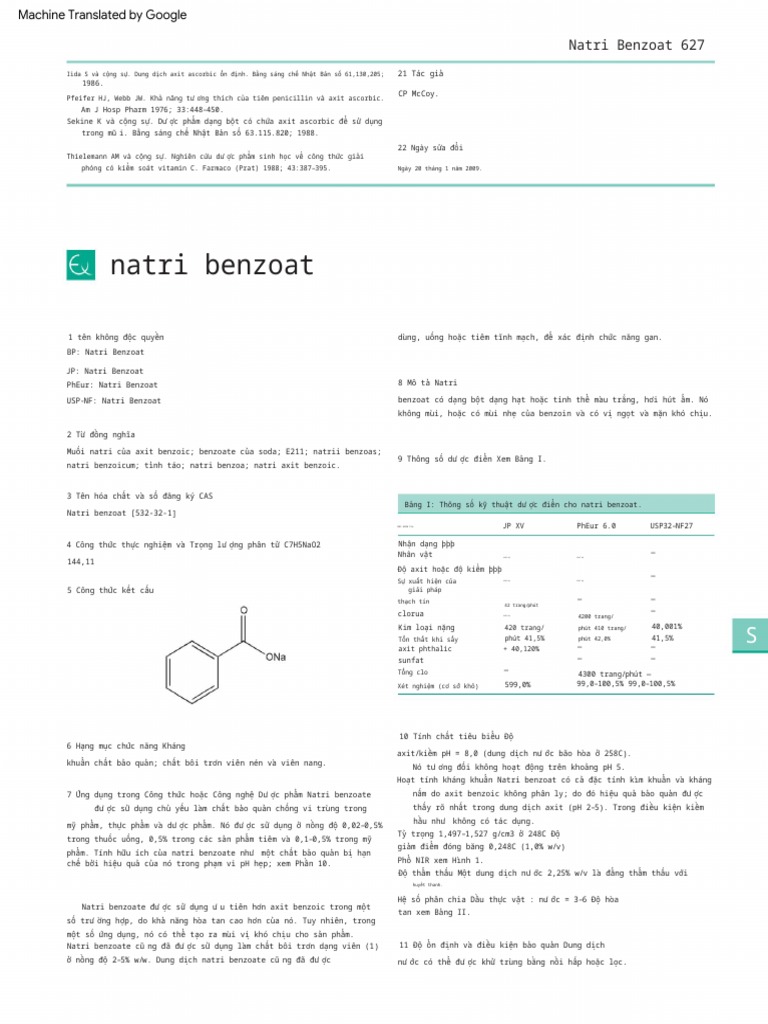Natri Benzoate | PDF