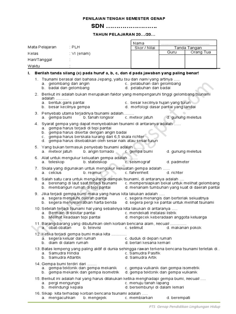 PLH Kls 6 Semester 2 | PDF