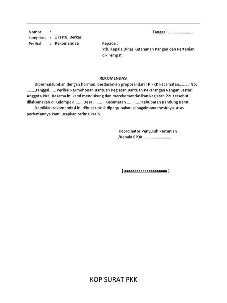 Berkas Kelengkapan Proposal PKK | PDF