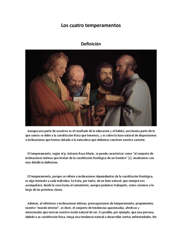 Los Cuatro Temperamentos - Aula 2 | PDF | Temperamento | Virtud Los Cuatro Temperamentos - Aula 2 | PDF | Temperamento | Virtud