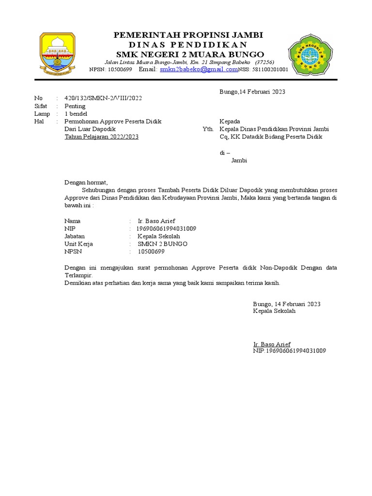 Surat Approve Siswa | PDF