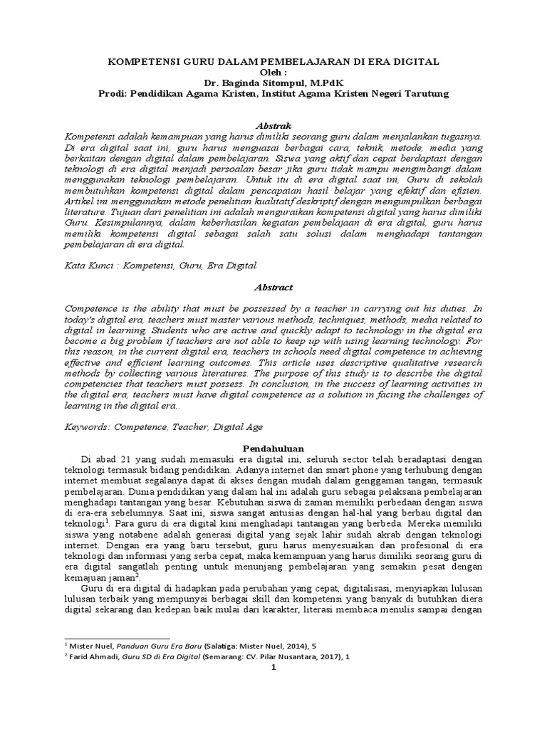Kompetensi Guru Di Era Digital | PDF