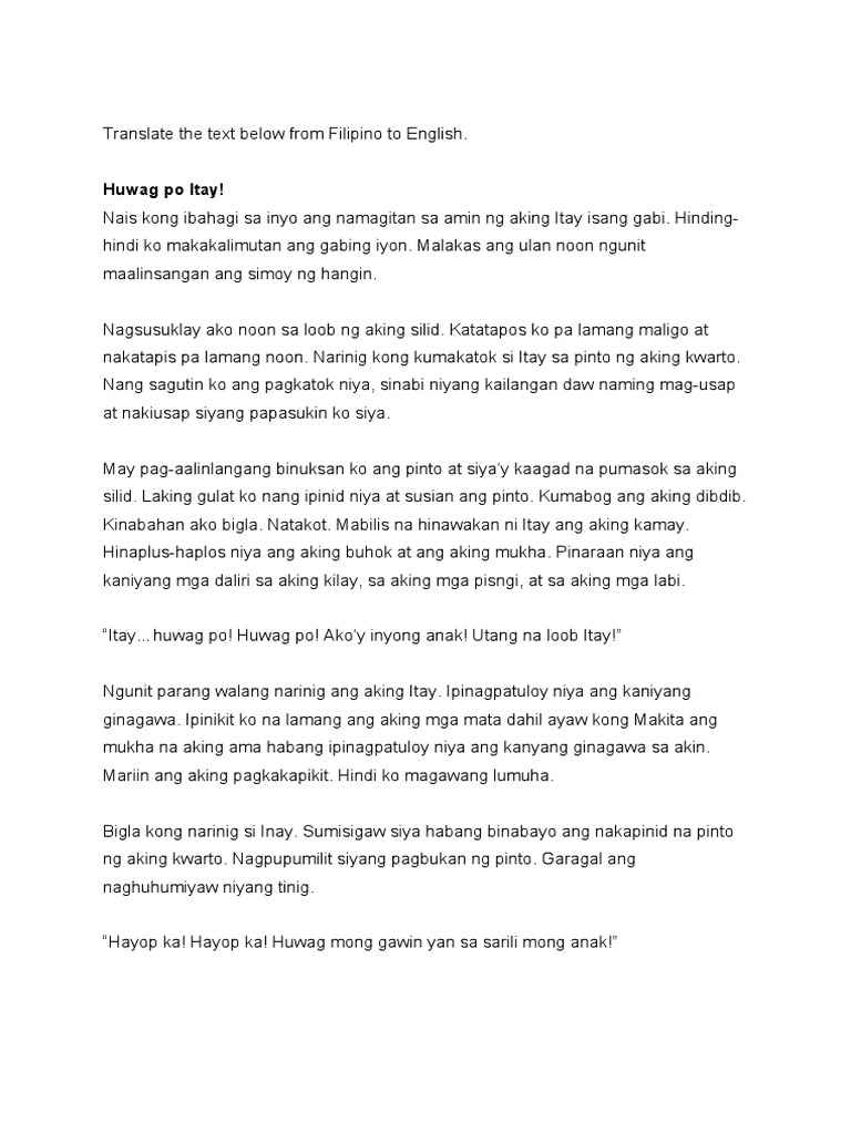Translate The Text Below From Filipino To English | PDF
