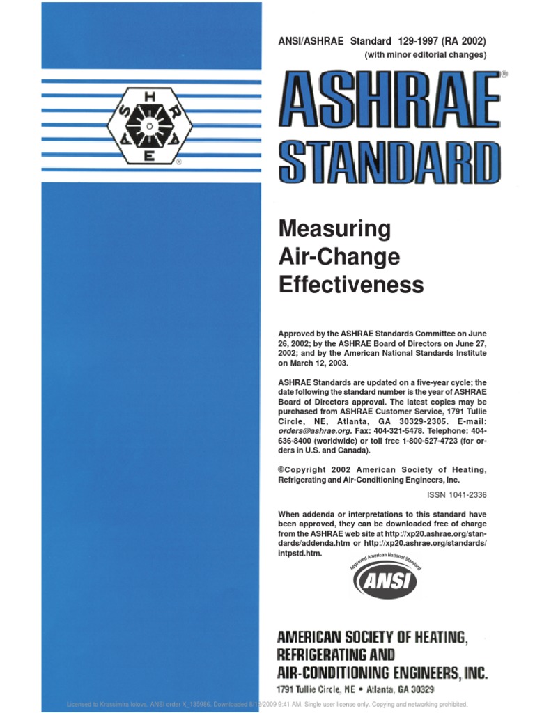 Ansi Ashrae 129-1997 (Ra 2002) | PDF | Ventilation (Architecture ...