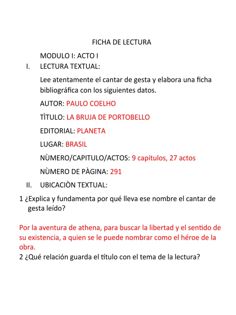 3ºsec. Ficha de Lectura - Modulo I - PL | PDF | Amor
