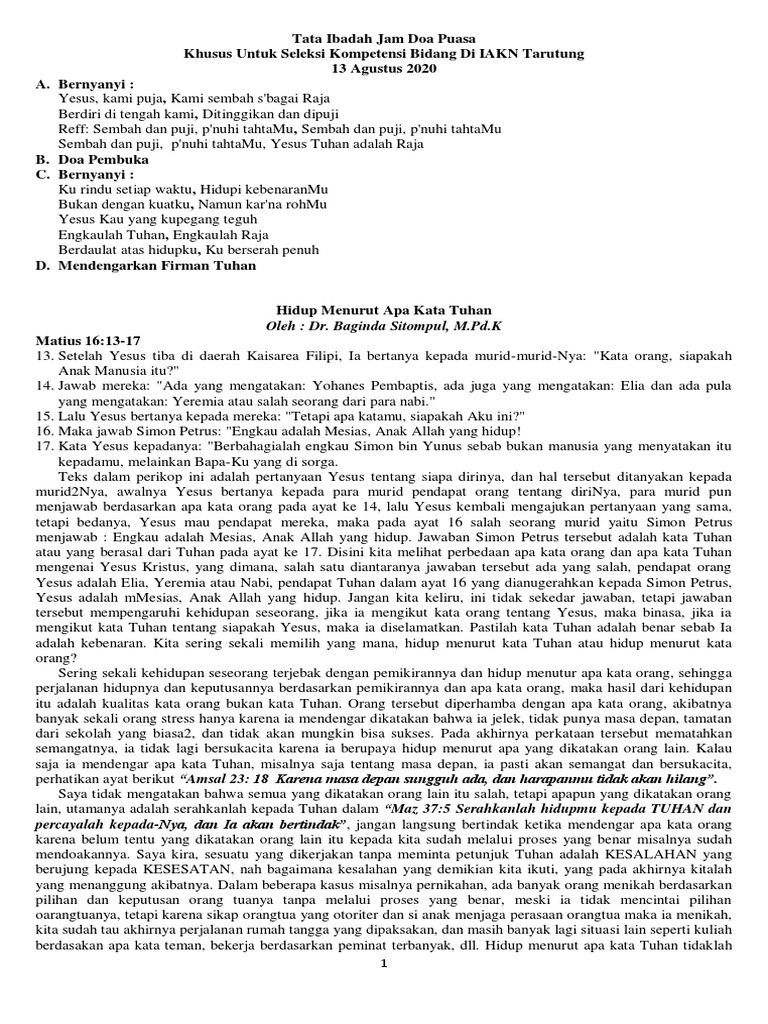 Hidup Menurut Apa Kata Tuhan | PDF