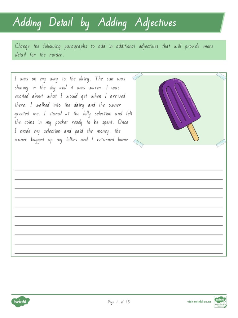 Adding Details Activity Sheets | PDF | Sentence (Linguistics)