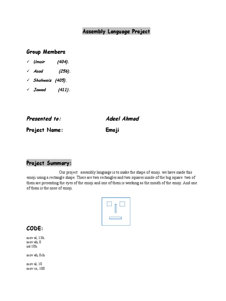 Assembly Language Project Os Shape Making Program | PDF | Office ...