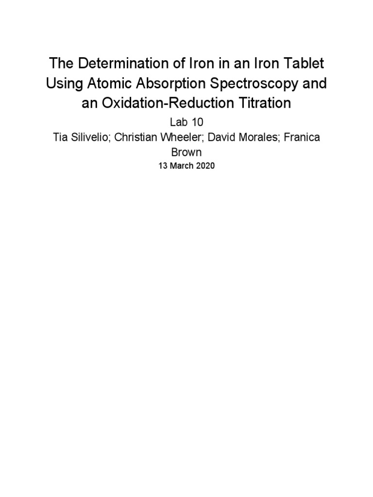 Lab 10 Report | PDF | Absorption Spectroscopy | Atomic Absorption ...