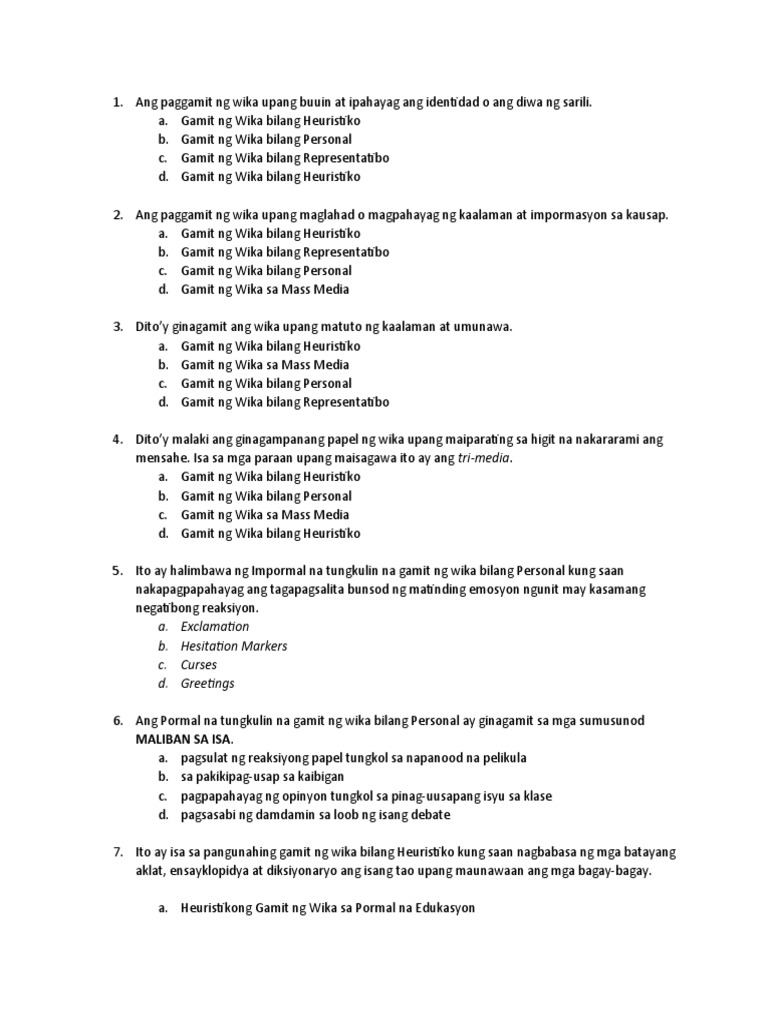 10 Questions For G11 1 | PDF