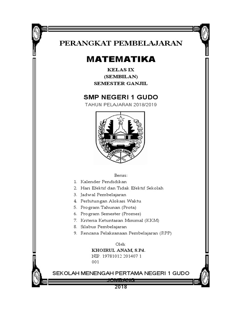Perangkat Pembelajaran MTK 9 GJL - 1819 | PDF