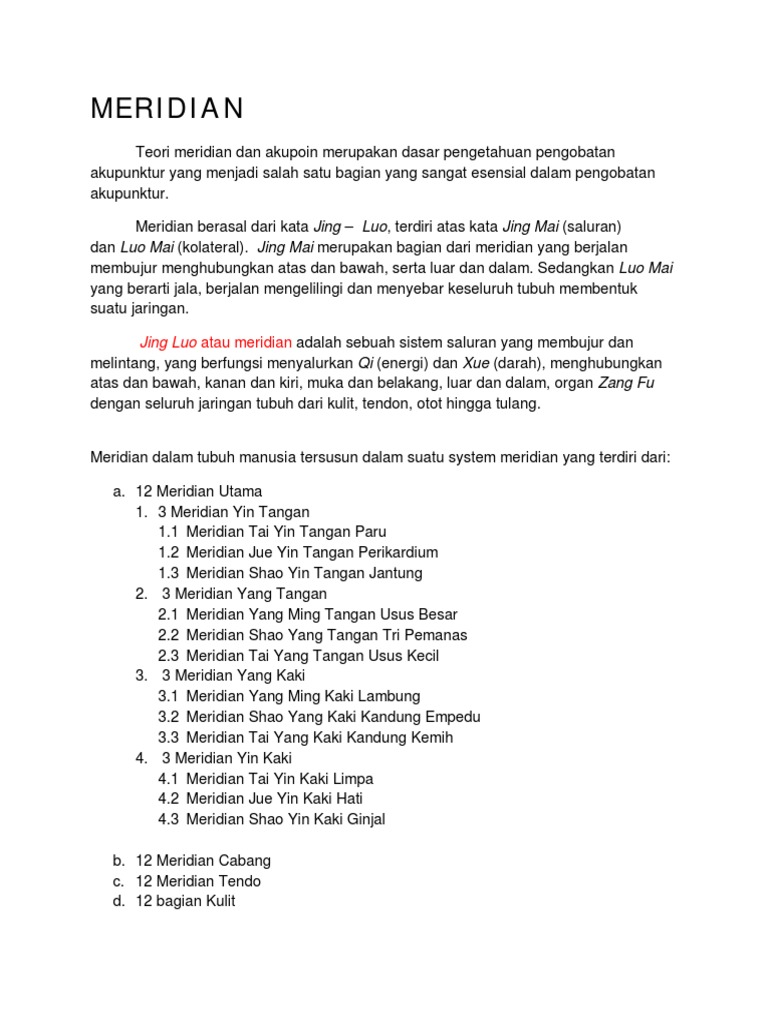 Adoc - Pub - Meridian Meridian Dalam Tubuh Manusia Tersusun Dal | PDF ...