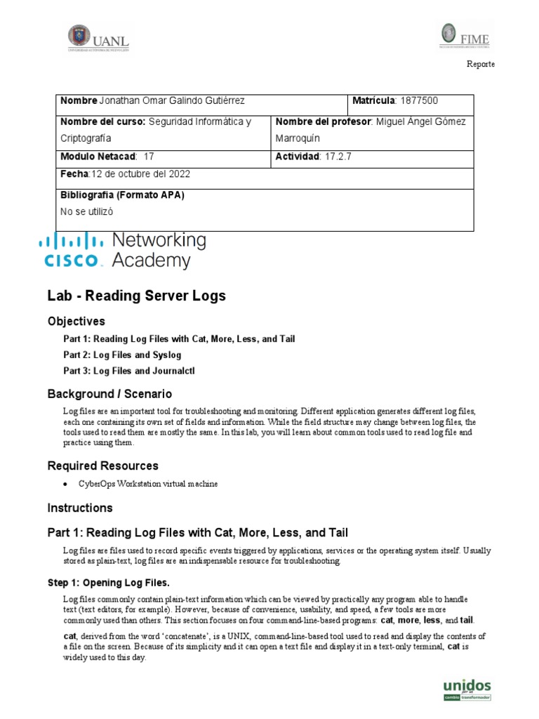 17.2.7-Lab - Reading-Server-Logs-1877500 | PDF | Computer File | Operating System