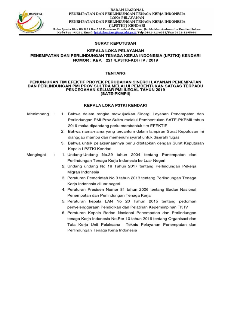 Surat Keputusan Tim Efektif | PDF