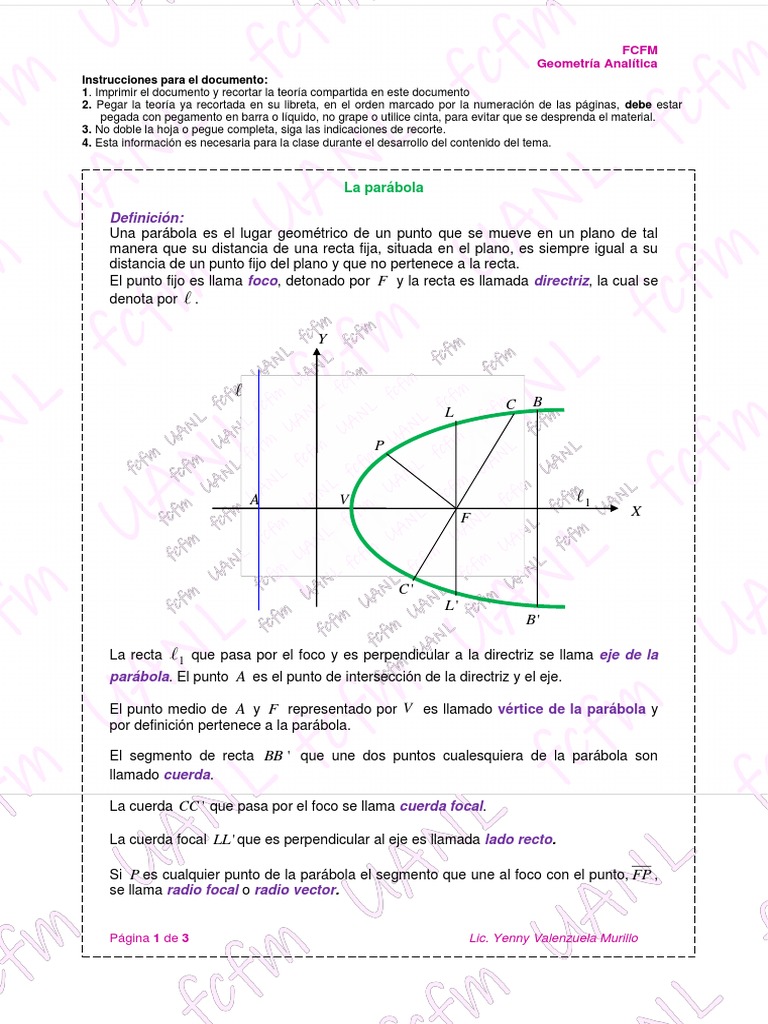 Parábola: Definición y Ecuaciones | PDF | Geometria clasica | Geometría ...