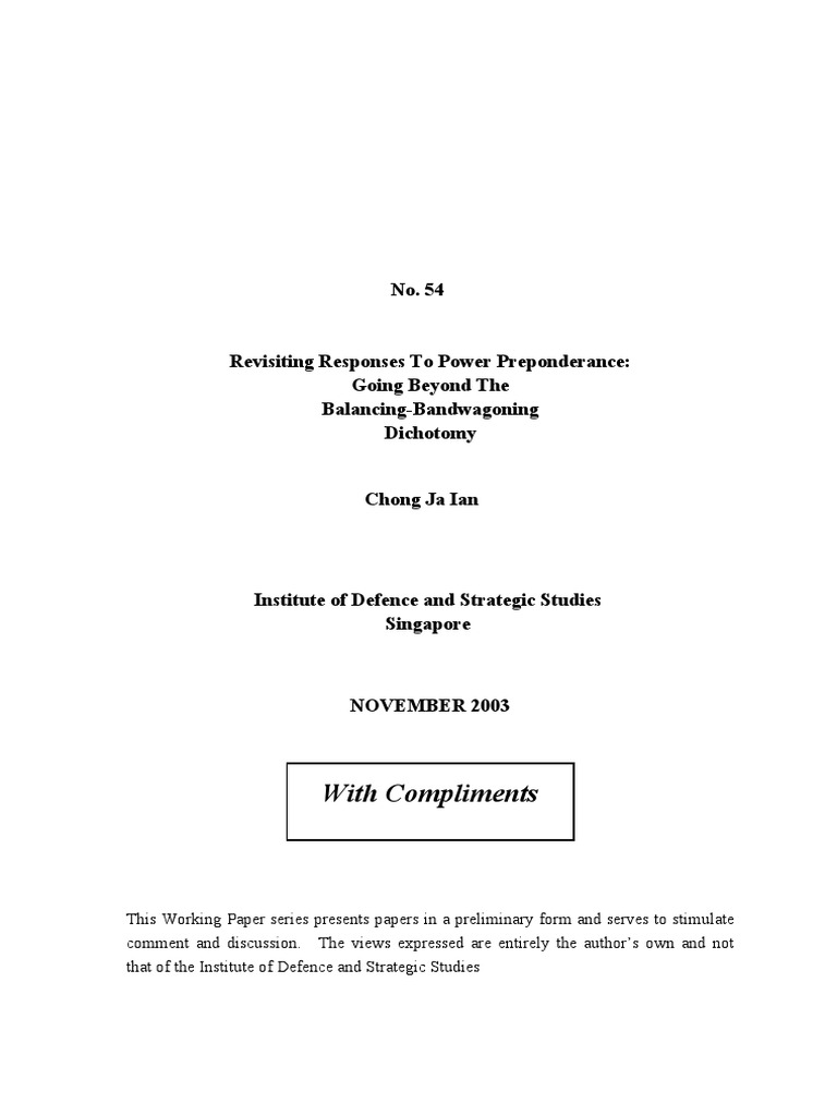 Bandwagoning and Balancing | PDF | Polarity (International Relations ...